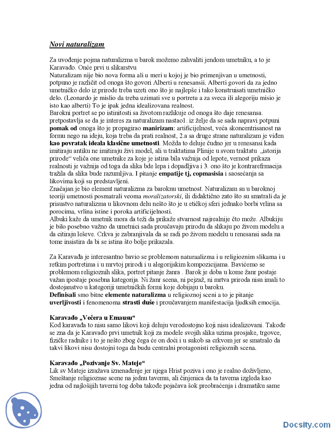 Novi naturalizam - Skripta - Fakultet likovnih umetnosti | Rezime ...