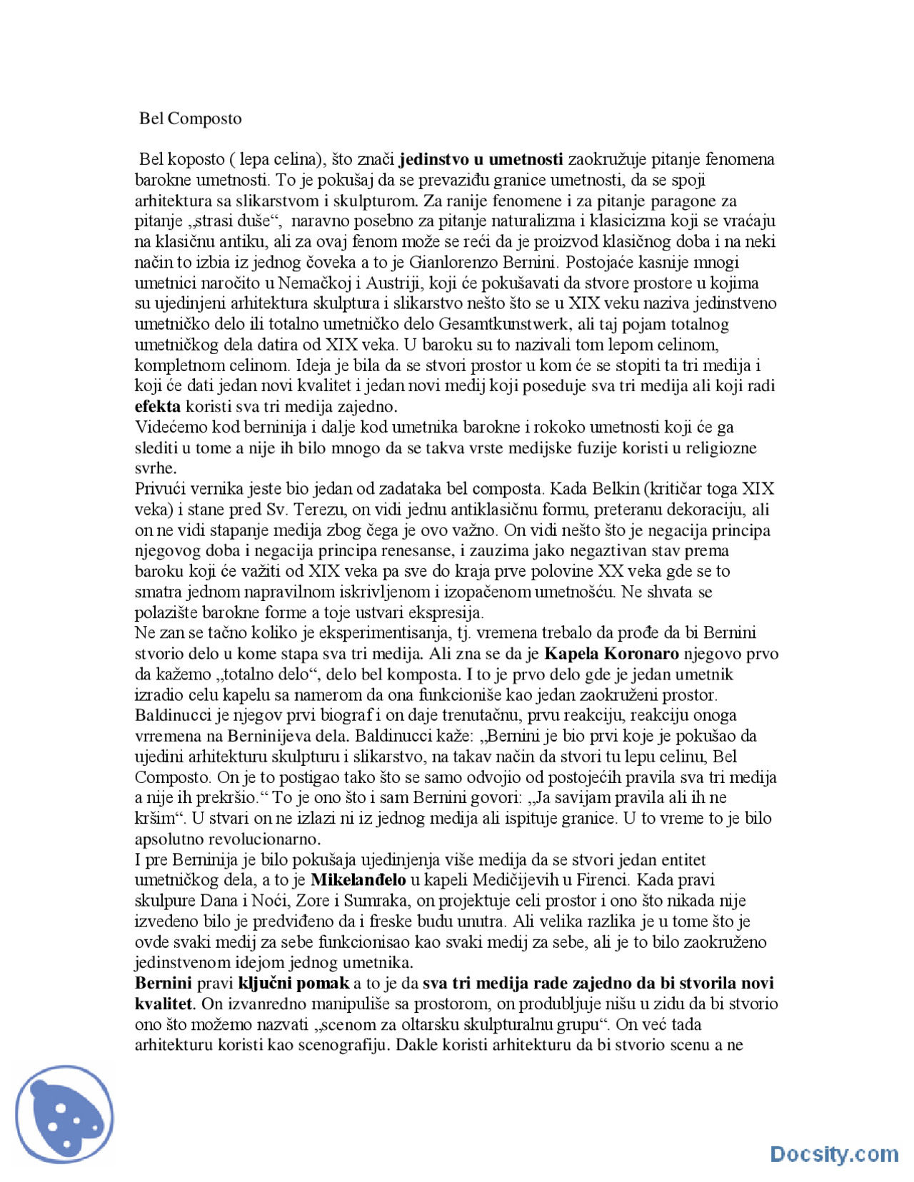 Bel Composto - Skripta - Fakultet likovnih umetnosti | Rezime' predlog ...