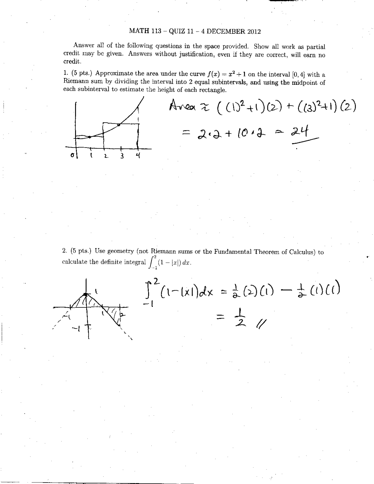 Solution To Quiz 11 Analytic Geometry And Calculus Ii Math 113