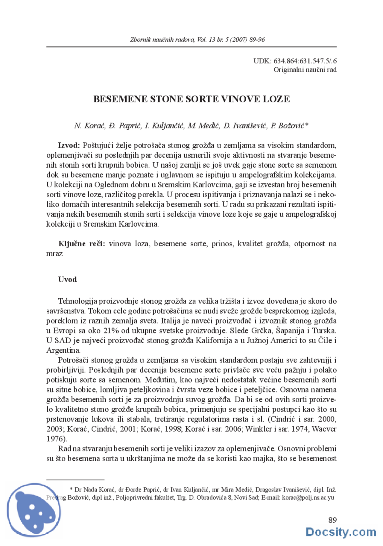 Besemene stone sorte vinove loze - Skripta - Poljoprivredni fakultet ...