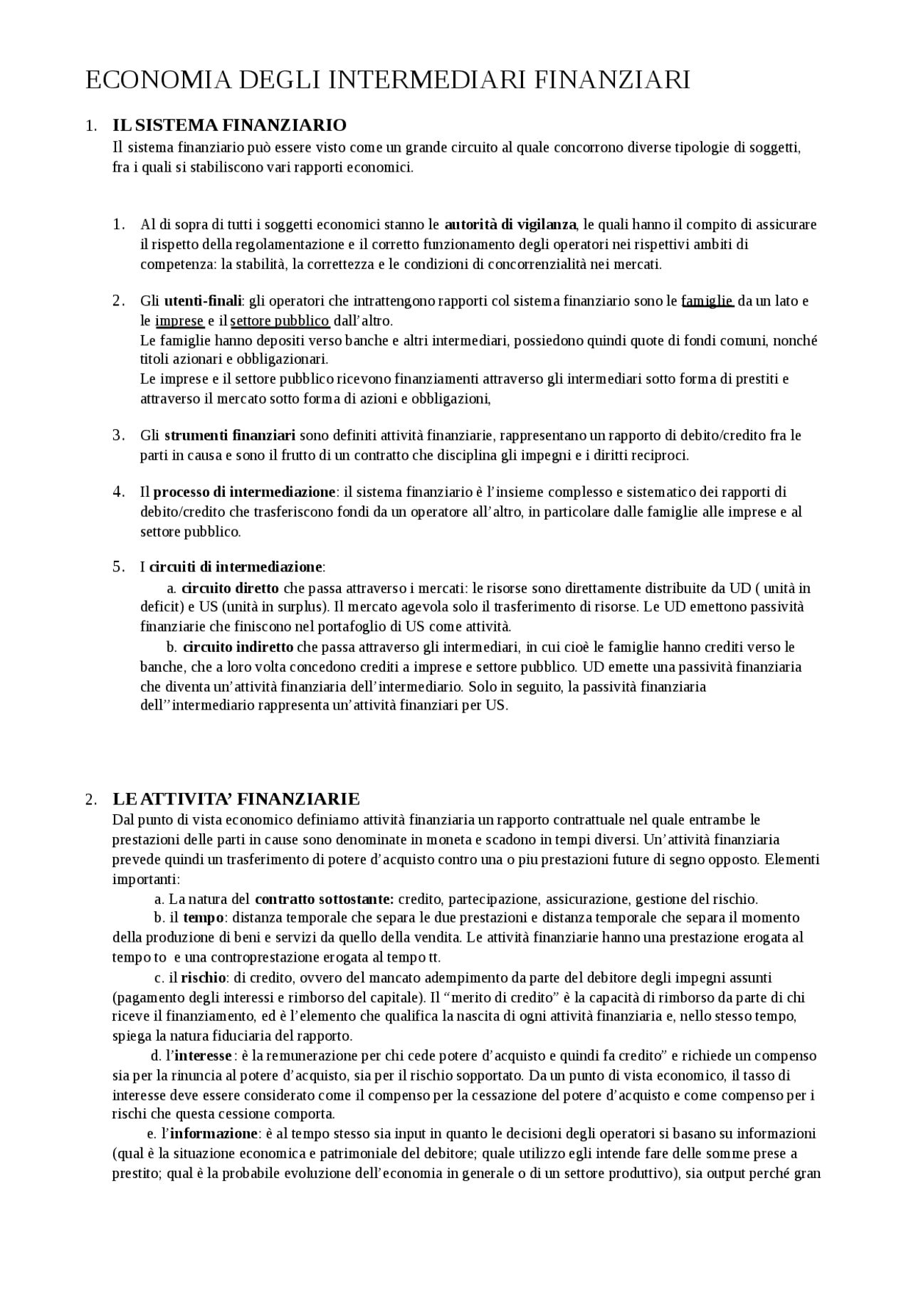 ECONOMIA DEGLI INTERMEDIARI FINANZIARI - Docsity