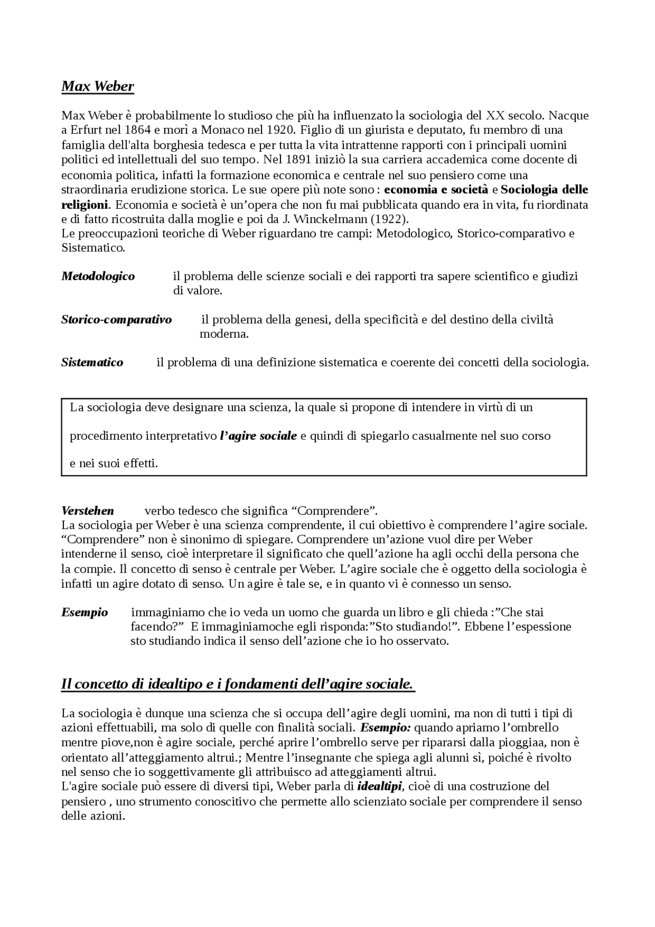 Max Weber Docsity