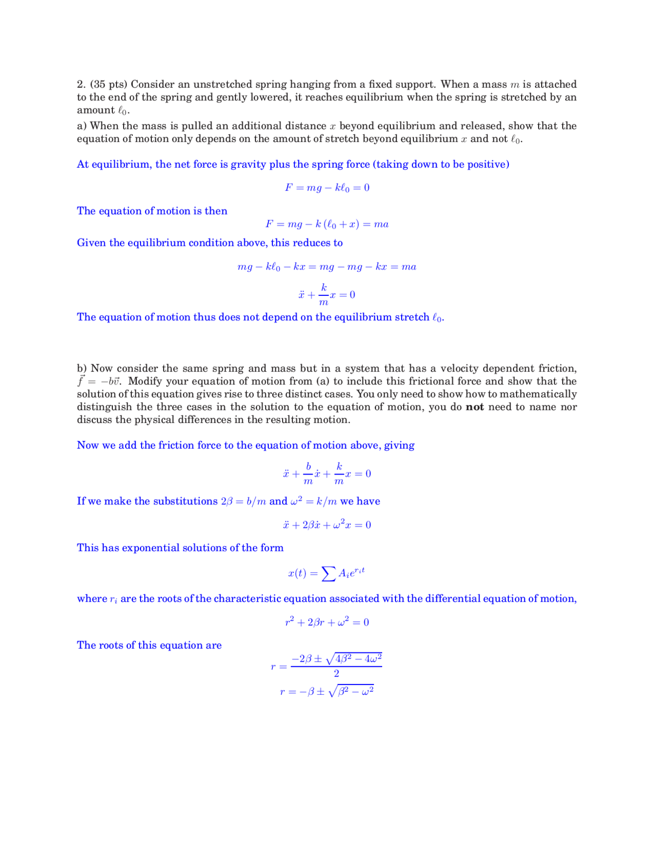 Friction Force - Classical Mechanics - Solved Exam - Docsity