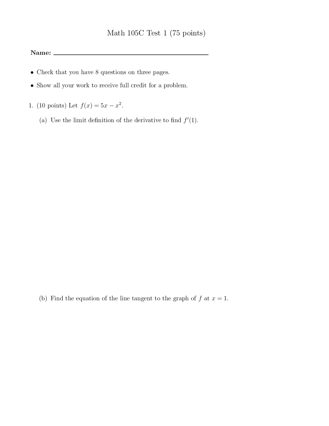 Solution Calculus Exam Docsity