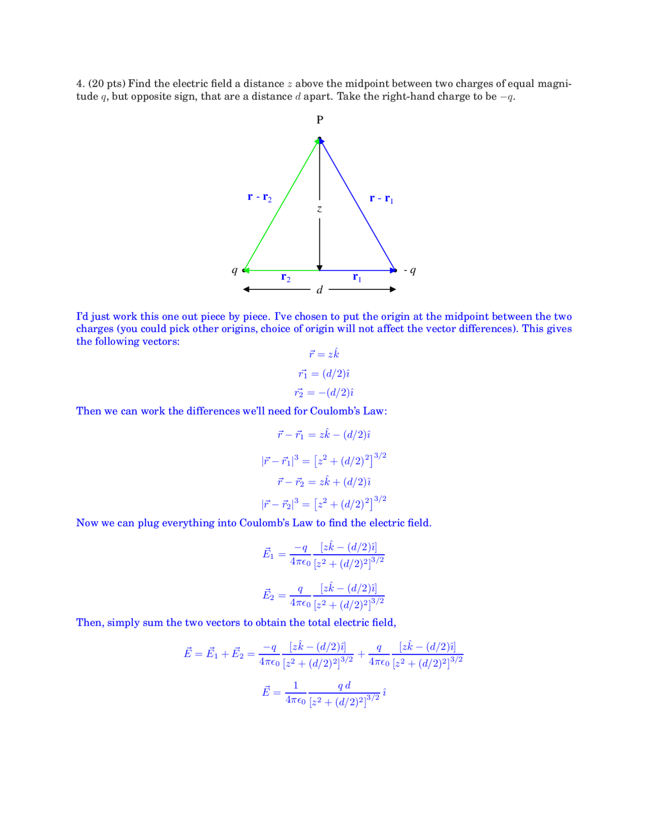 Charges Of Equal Magnitude Electromagnetic Fields Solved Exam Docsity