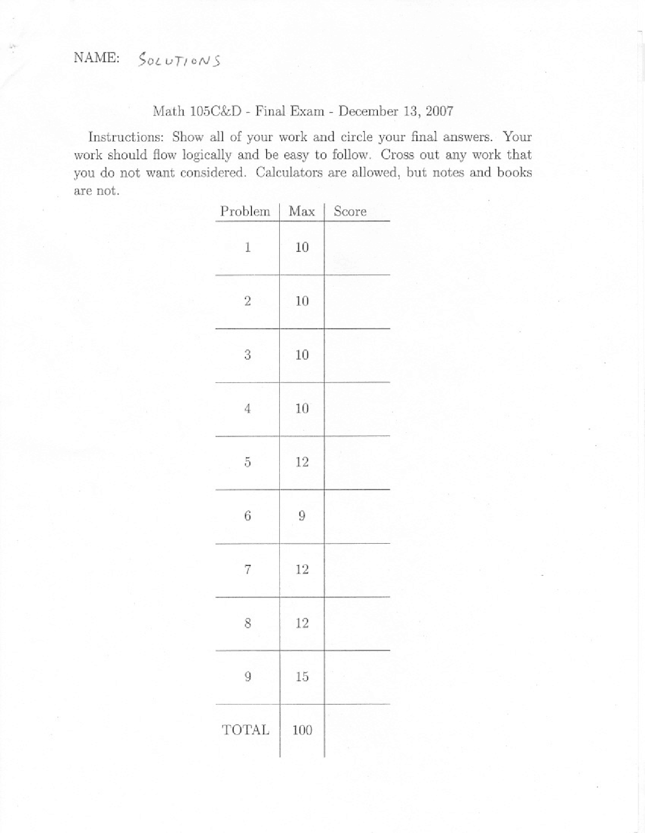 Fundamental Theorem Of Calculus Calculus Solved Exam Docsity