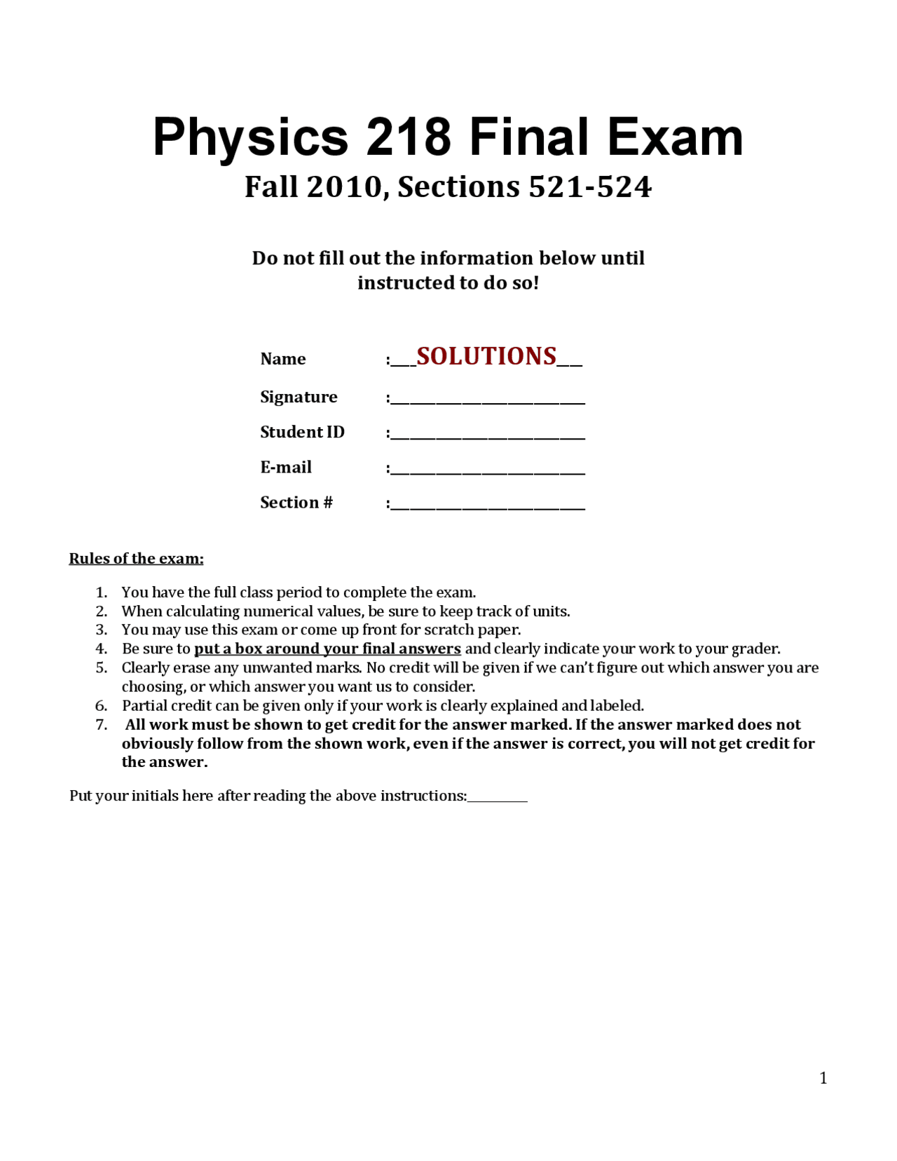 Collisions - Classical Mechanics - Solved Exam - Docsity