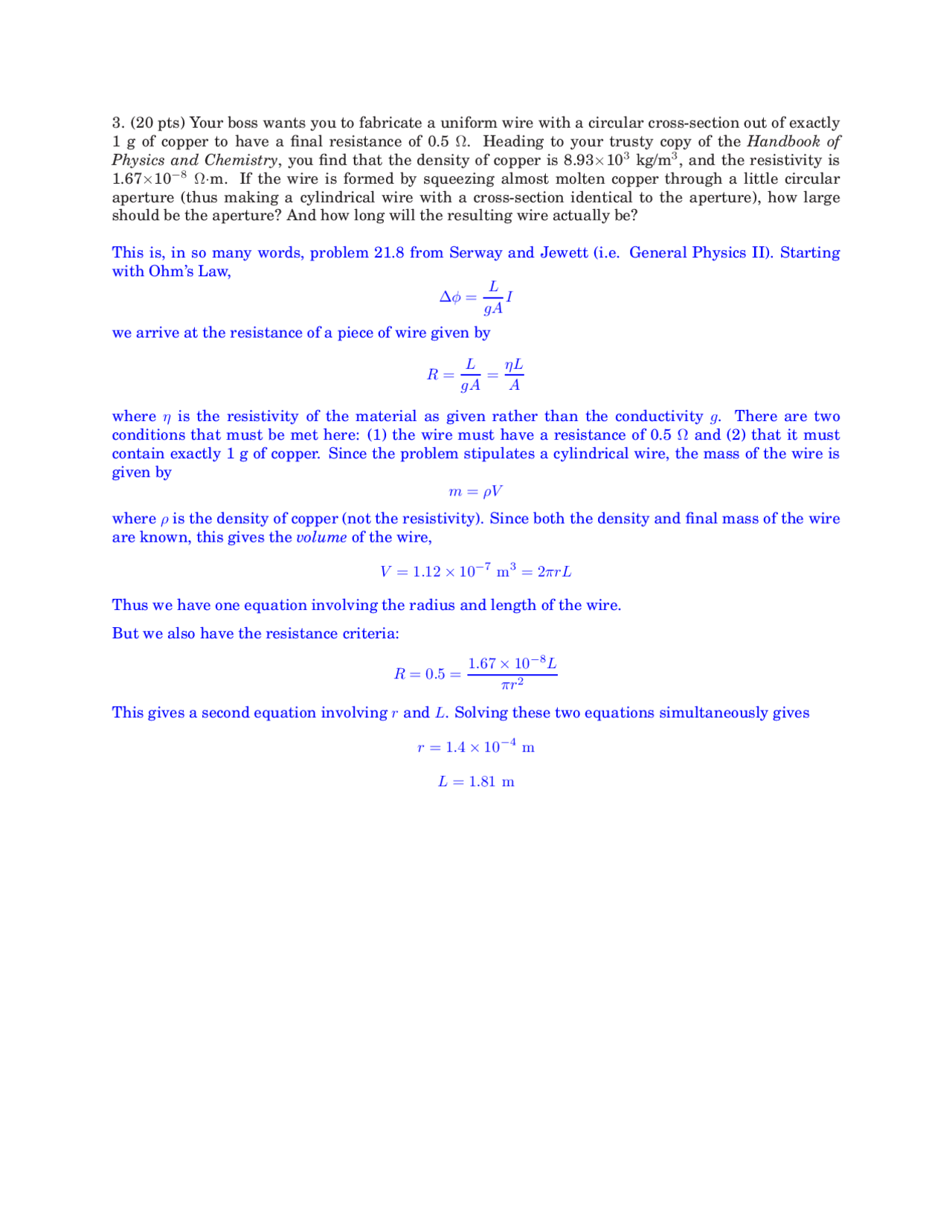 Circular Cross Section Electromagnetic Fields Solved Exam Docsity
