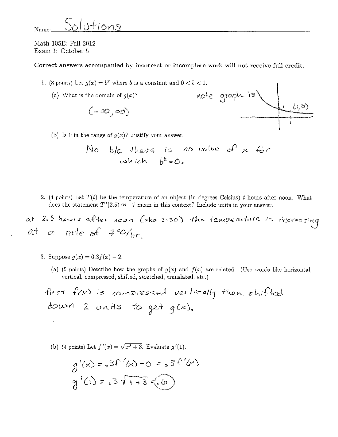 Constant - Calculus - Solved Exam | Exams Calculus | Docsity