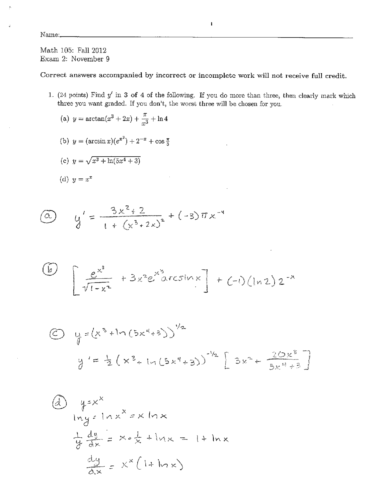 Worst Calculus Solved Exam Docsity
