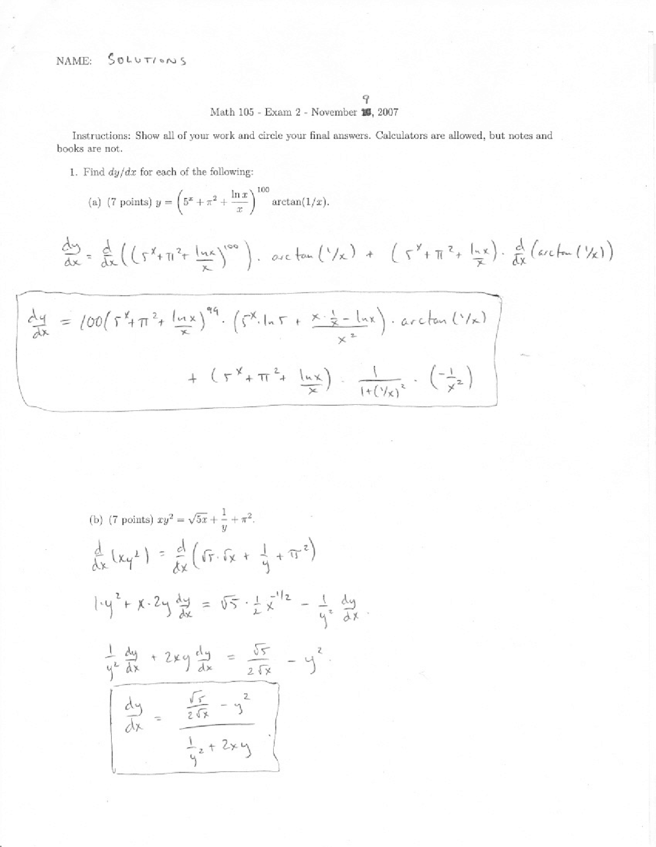 Plane Calculus Solved Exam Docsity