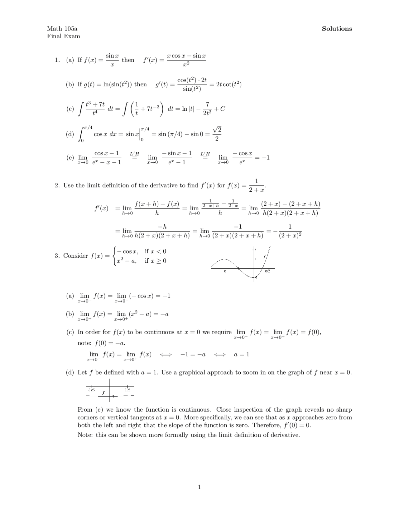 Receive Calculus Solved Exam Exams Calculus Docsity
