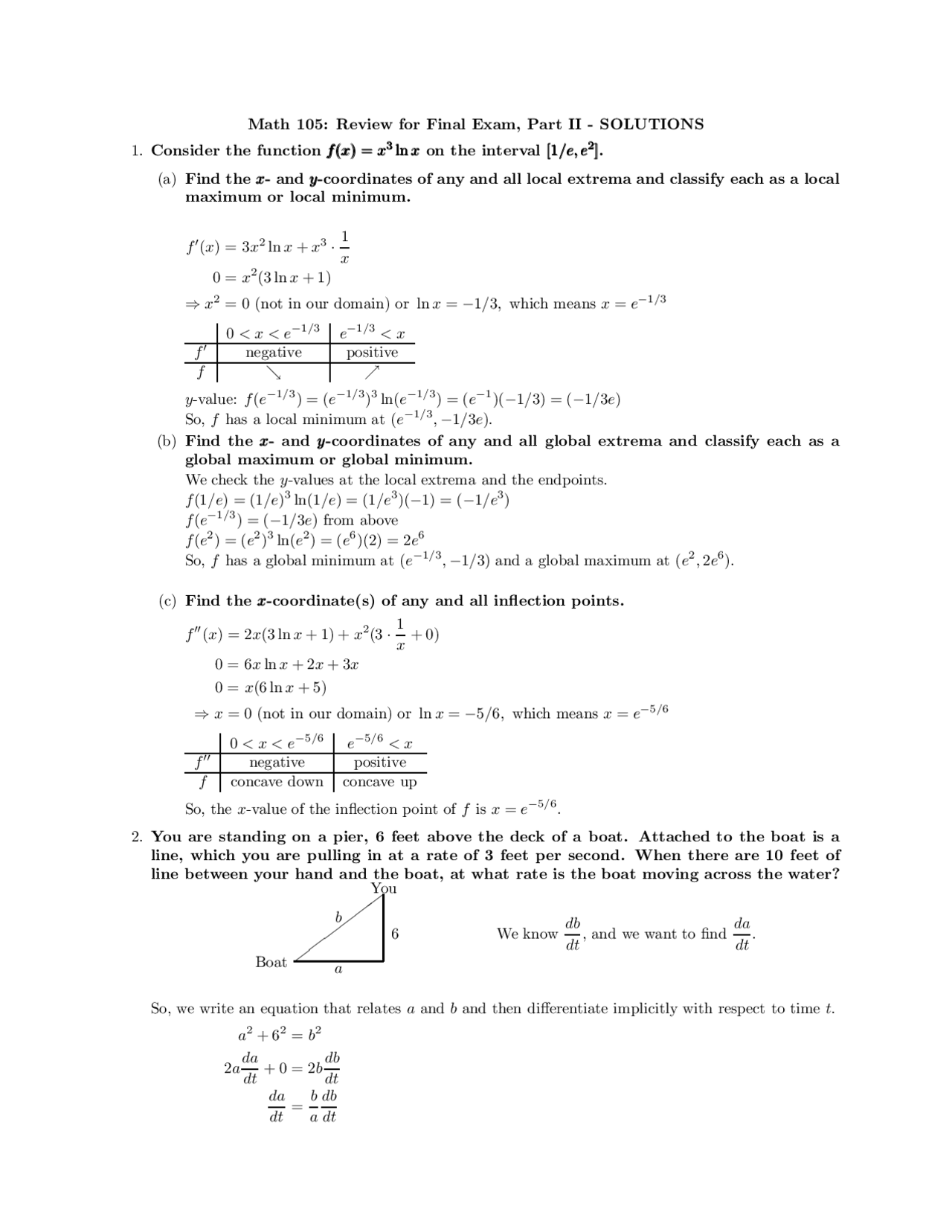 Moving Across - Calculus - Solved Exam - Docsity