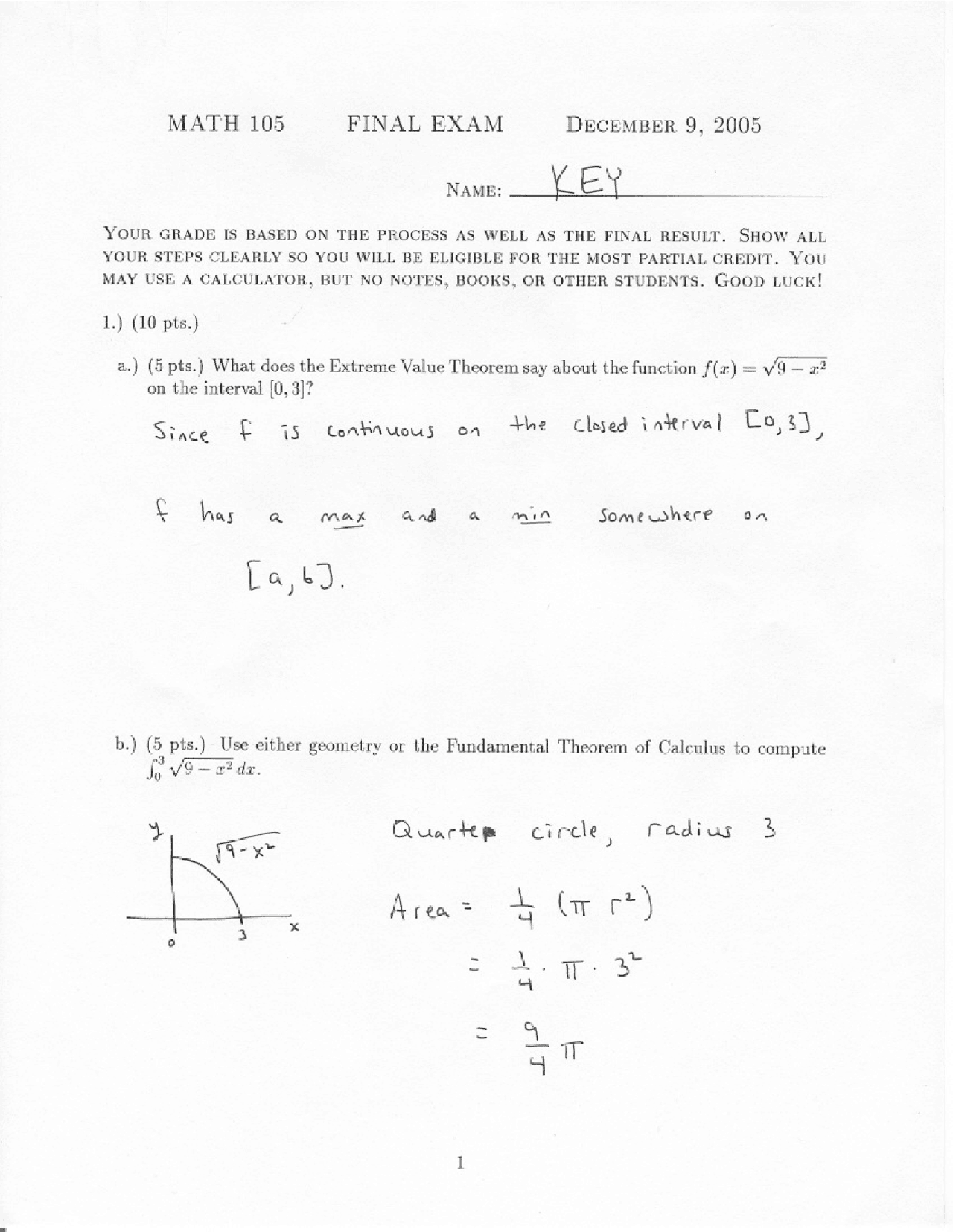 Extreme Value Theorem Calculus Solved Exam Docsity