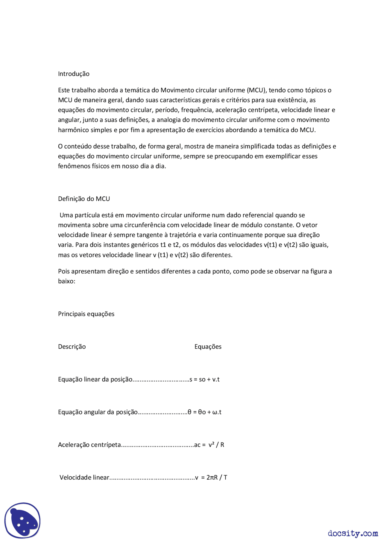 MCU e seus Fenomenos - Apostilas - Matematica | Notas de estudo Matemática | Docsity