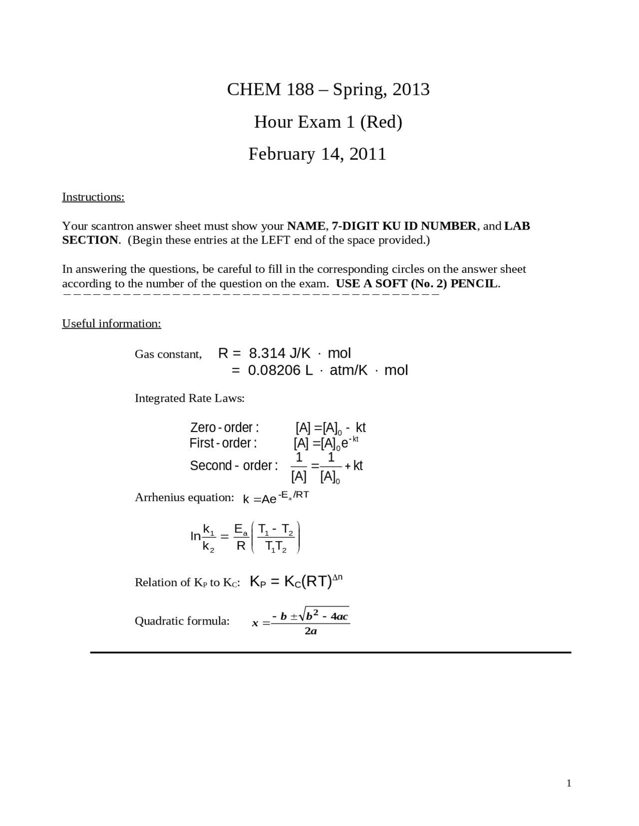 25 Solved Mcqs On Foundations Of Chemistry Ii Exam 1 Chem 188 Docsity