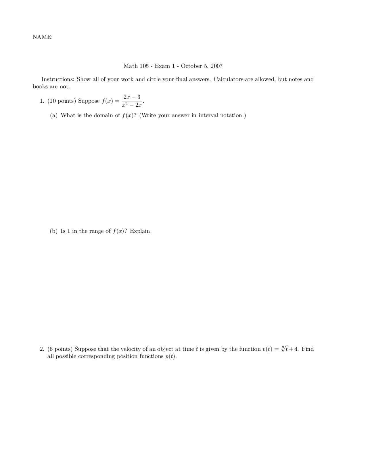 Circle - Calculus - Exam - Docsity