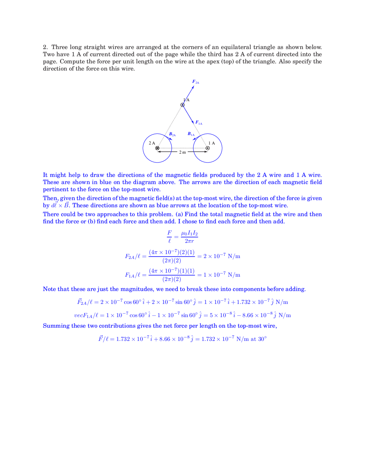 Force Per Unit Length - Electromagnetic Fields - Solved Exam - Docsity
