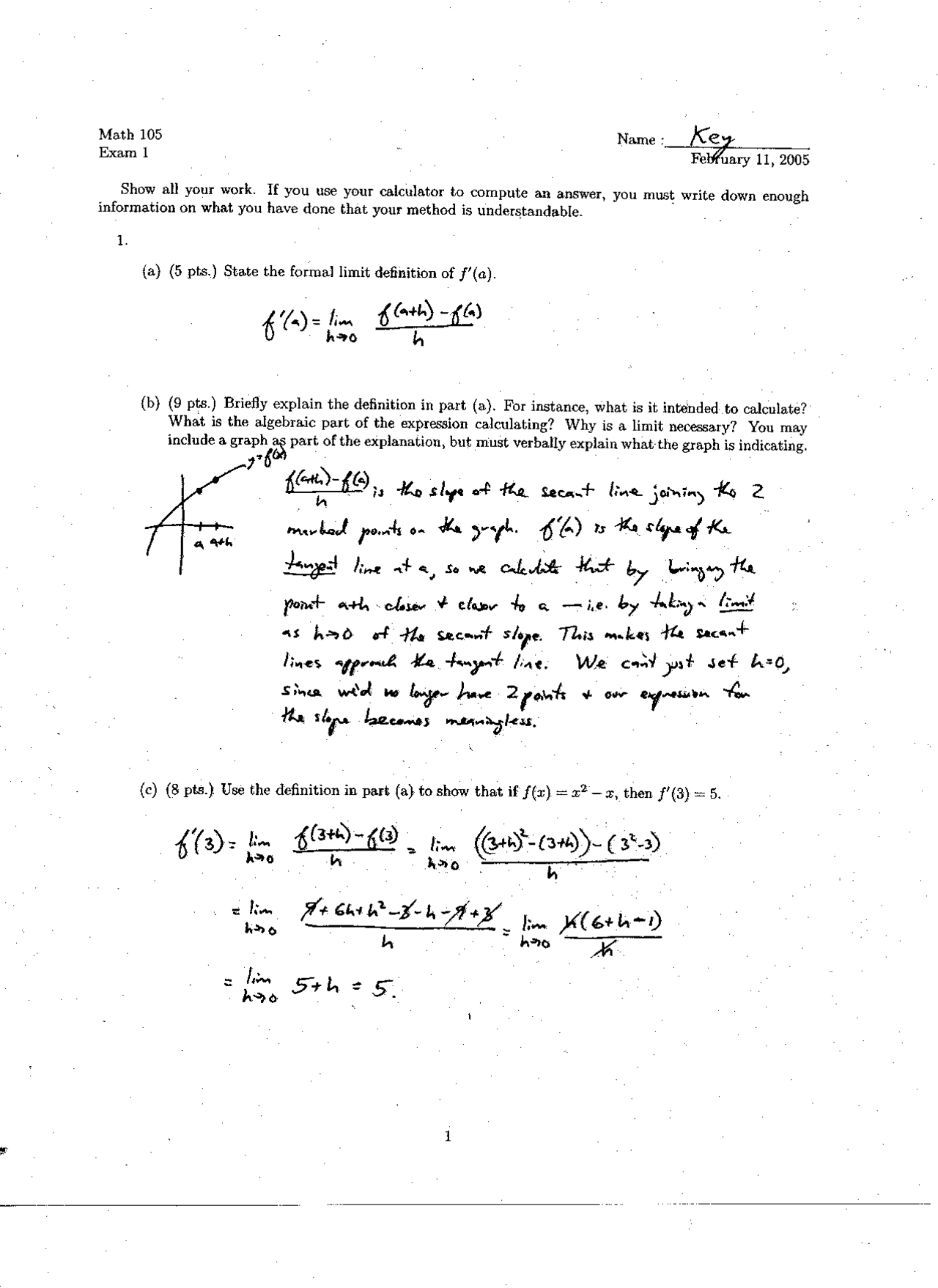 Expression Calculating - Calculus - Solved Exam - Docsity