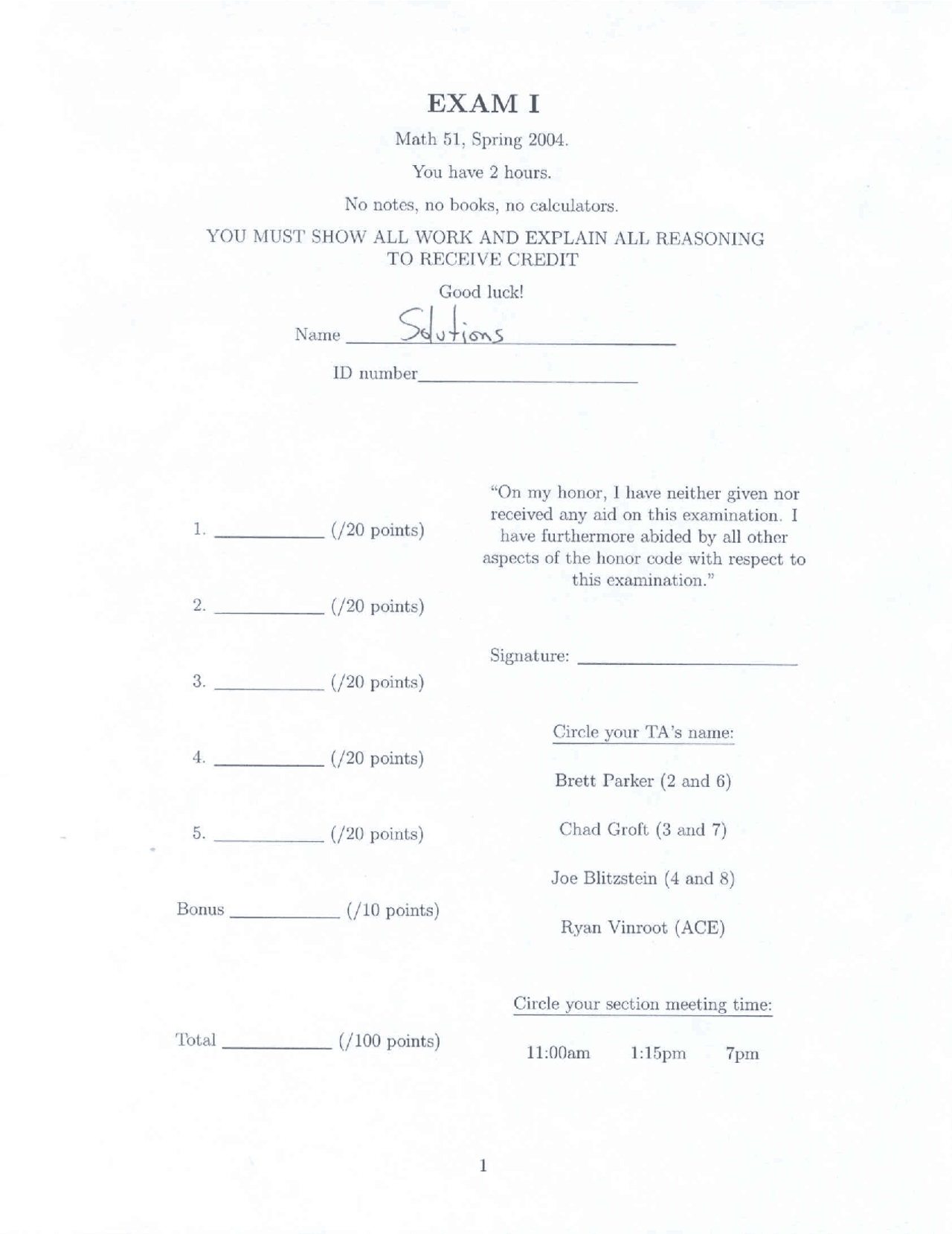 Intersection Linear Algebra And Multivariable Calculus First