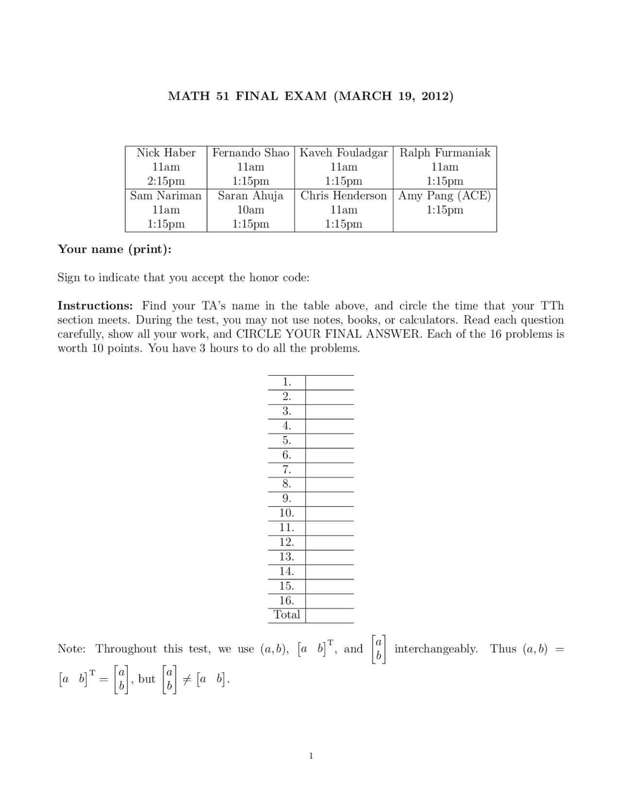Vectors Are Columns Linear Algebra And Multivariable Calculus Final