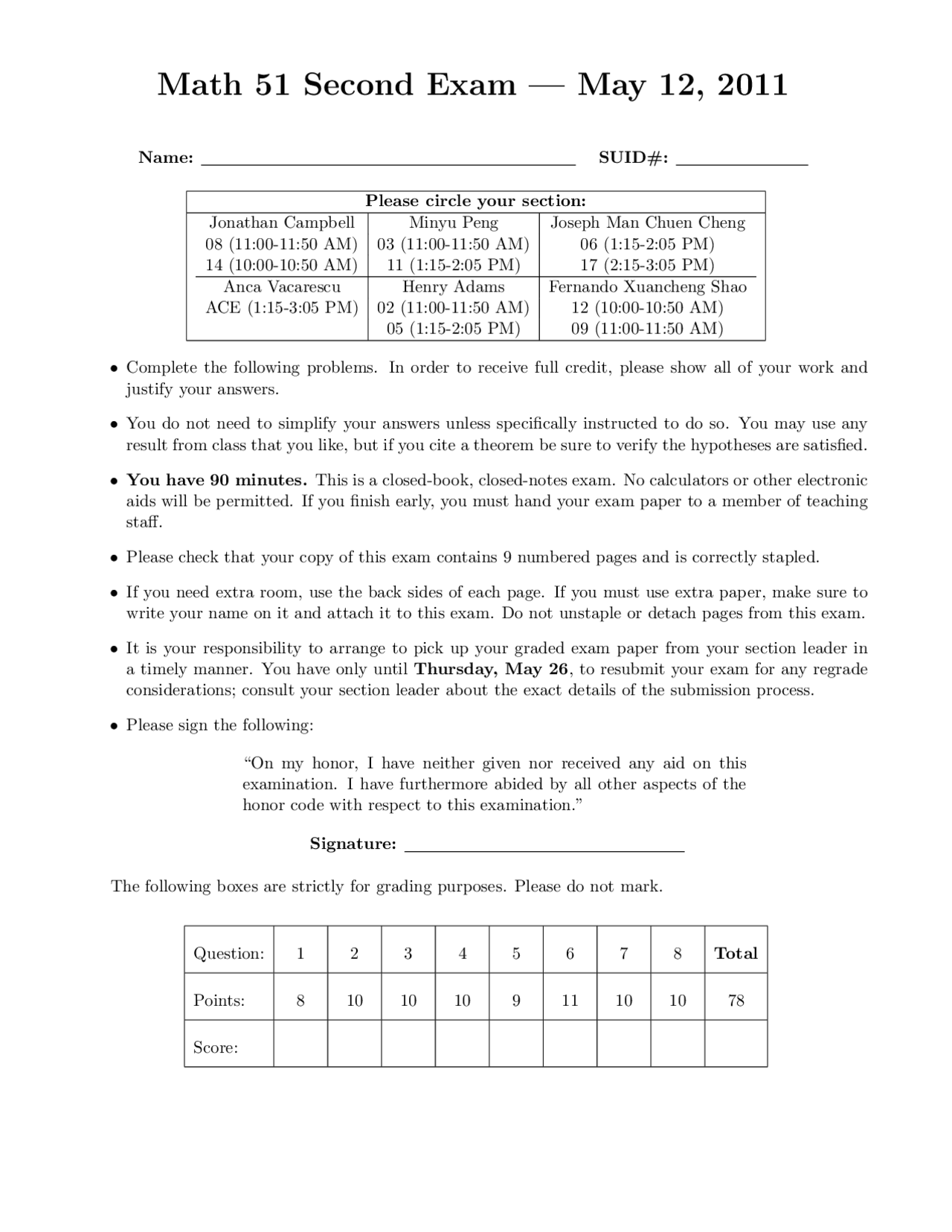 All Steps Linear Algebra And Multivariable Calculus Second Midterm