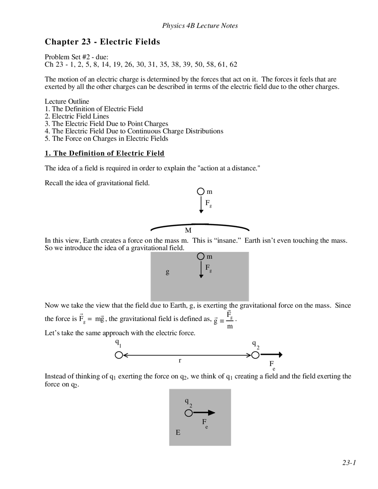 Electric Fields - Electricity and Magnetism - Notes - Docsity