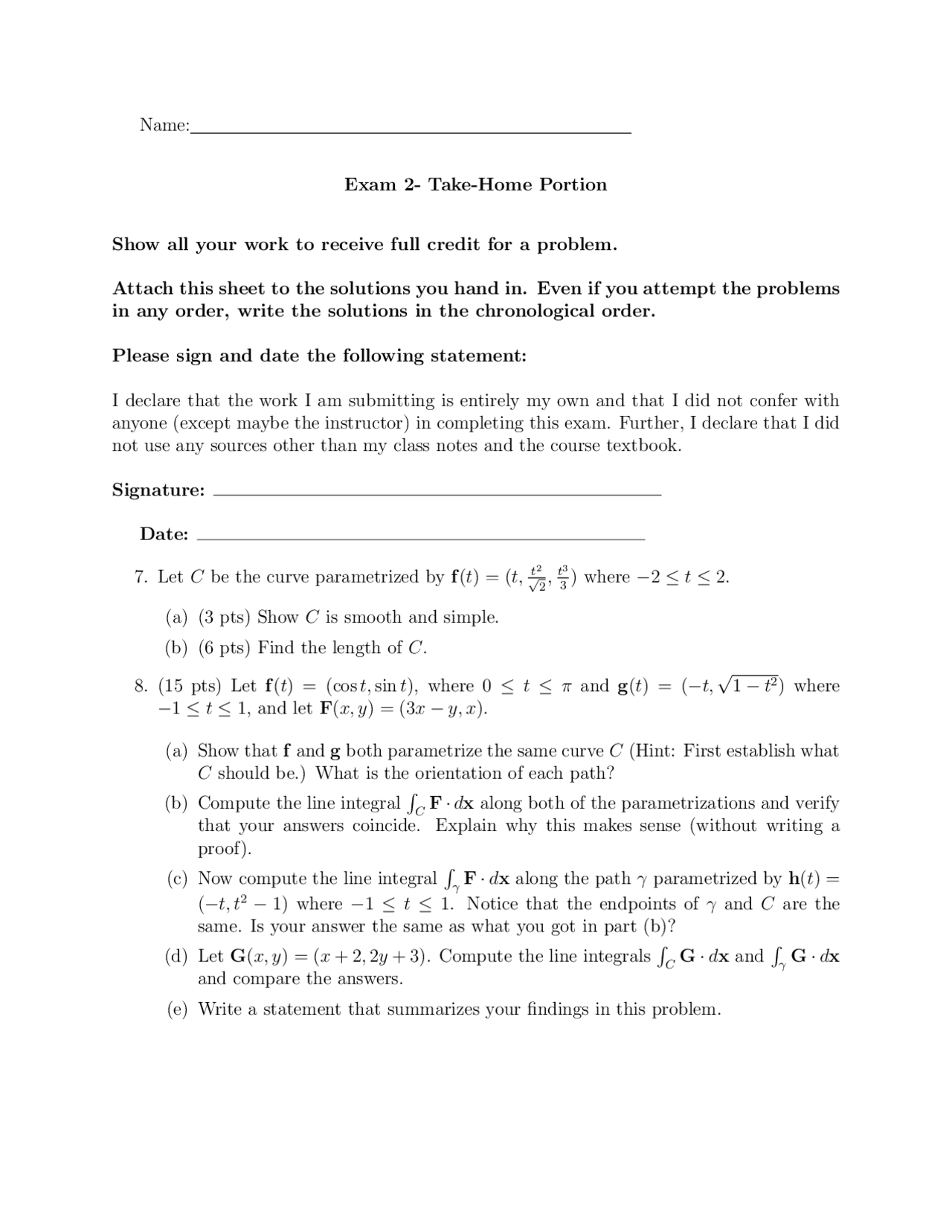 Smooth and Simple - Multivariable - Exam - Docsity
