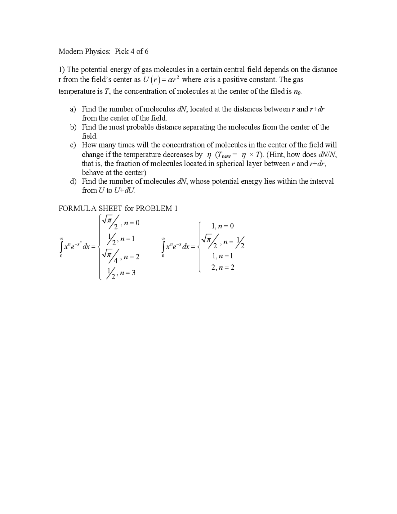 Potential Energy of Gas Molecules - Modern and Statistical Physics ...
