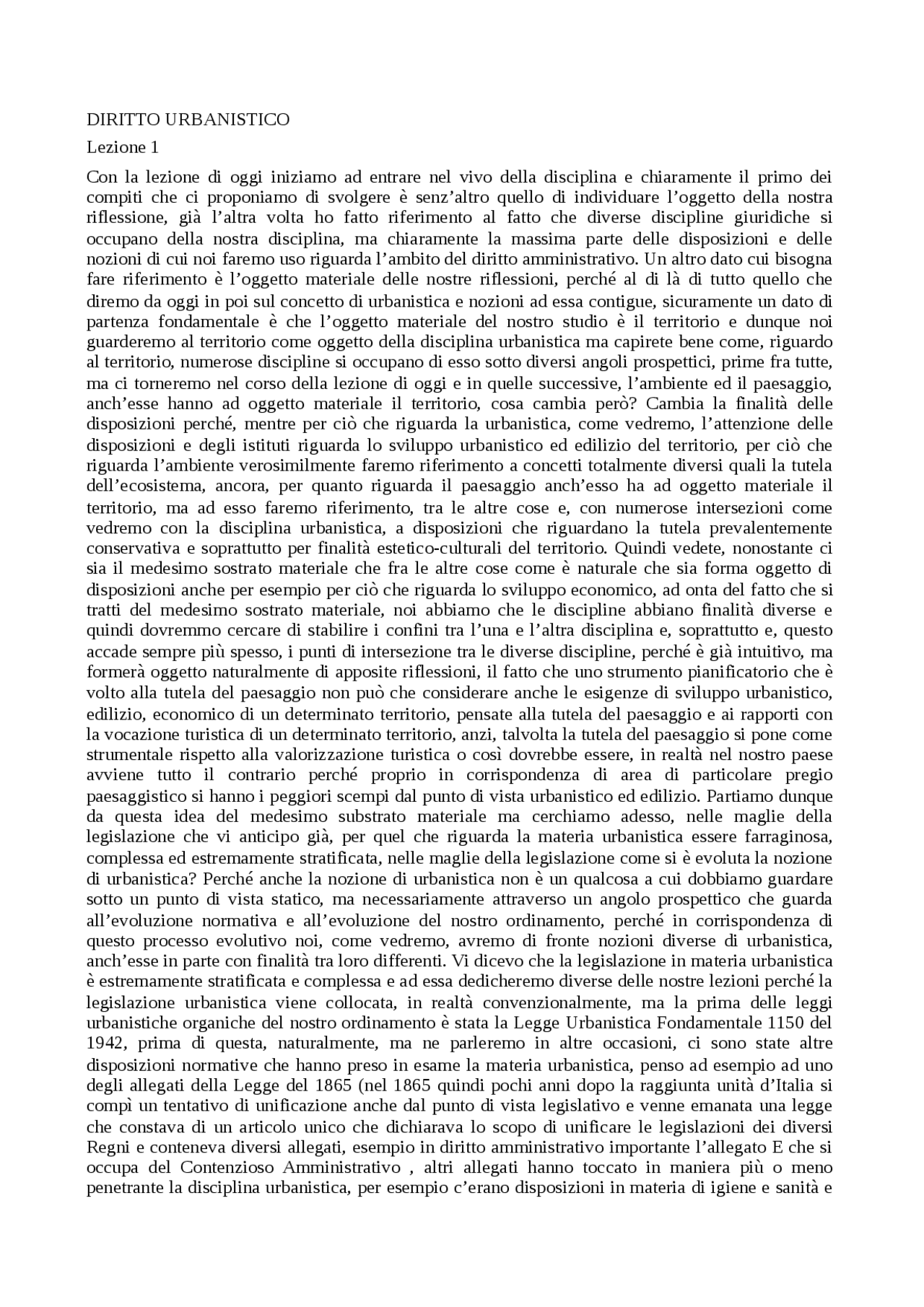 Diritto Urbanistico Sbobinature Delle Lezioni Appunti Docsity