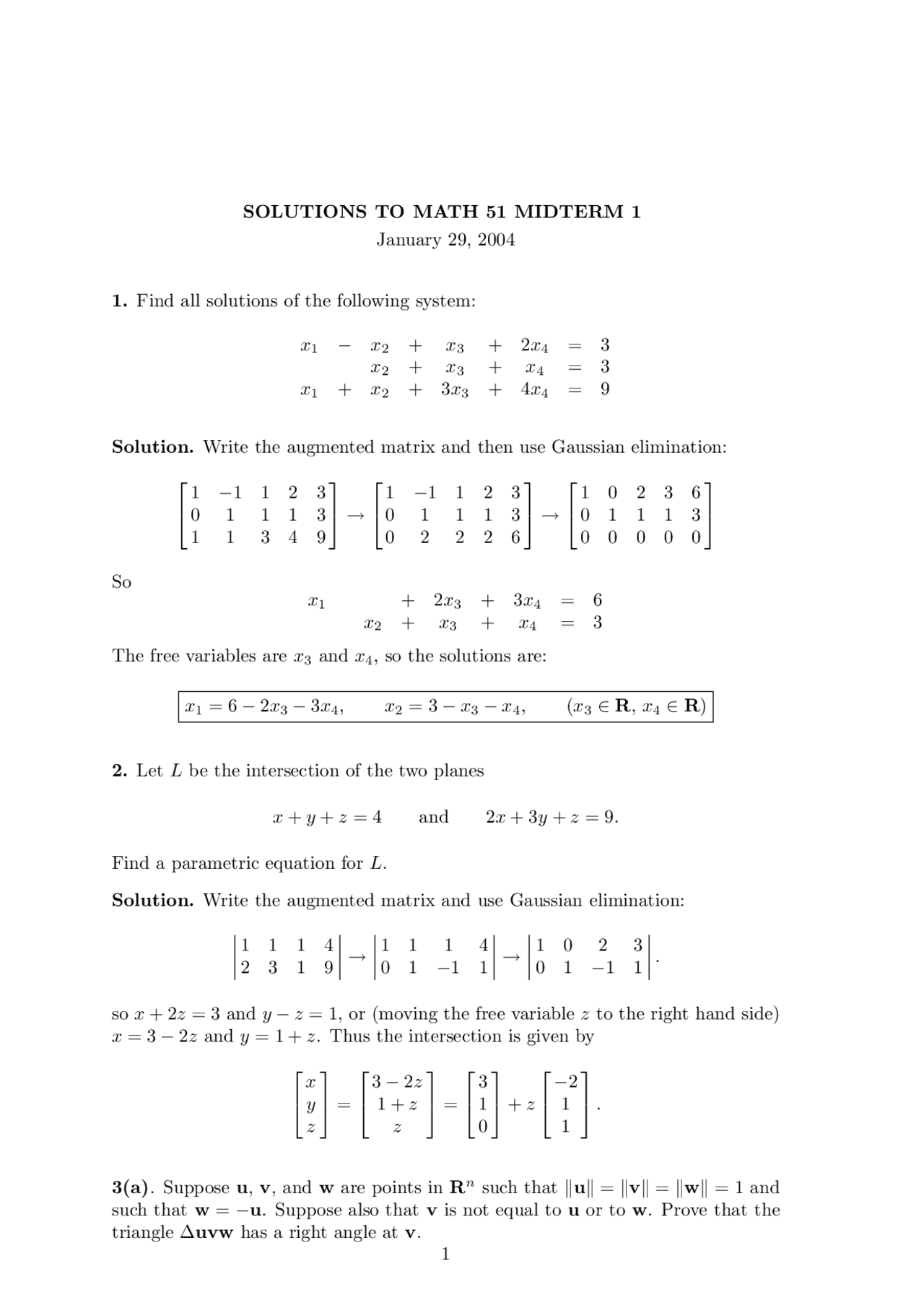 Augmented Matrix Linear Algebra And Multivariable Calculus First