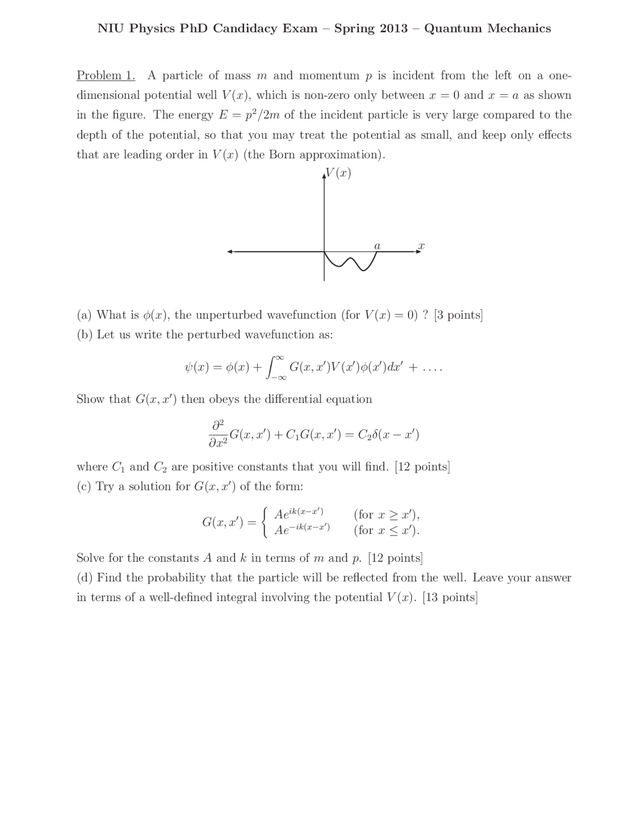 Unperturbed Wavefunction - Introduction to Quantum Mechanics - Exam | Exams Quantum Mechanics ...