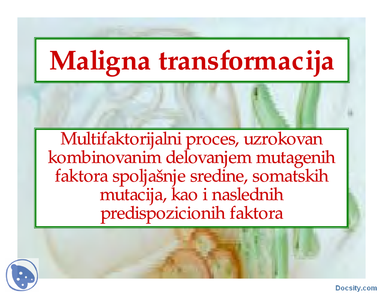 Maligna Transformacija Slajdovi Predavanje Medicinska Genetika