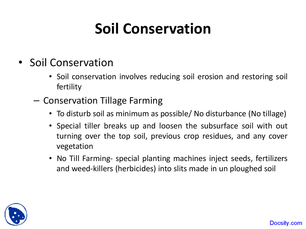 Soil Conservation - Soil Mechanics - Lecture Slides - Docsity