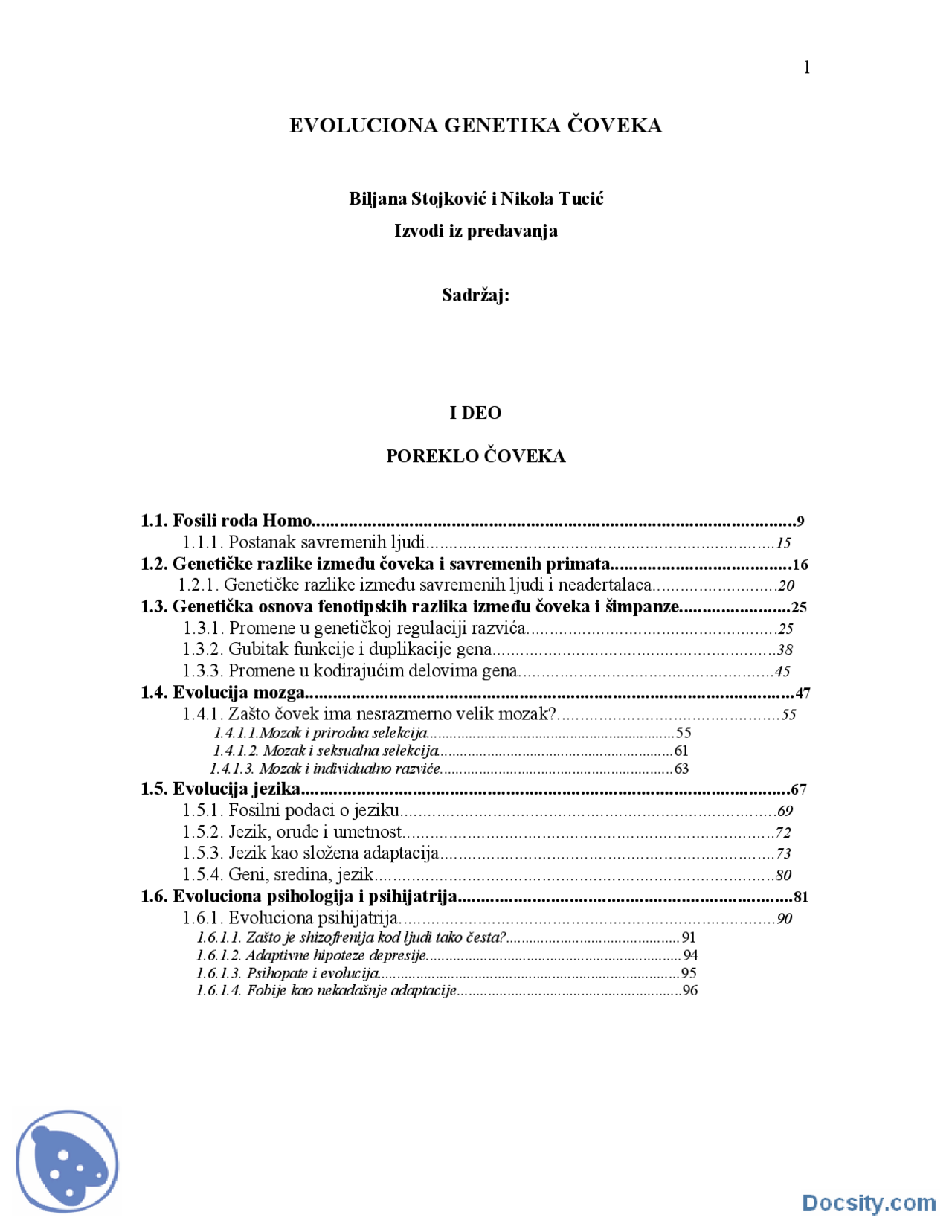 Evoluciona Genetika Coveka Skripta Populacija Rezime Predlog Prva