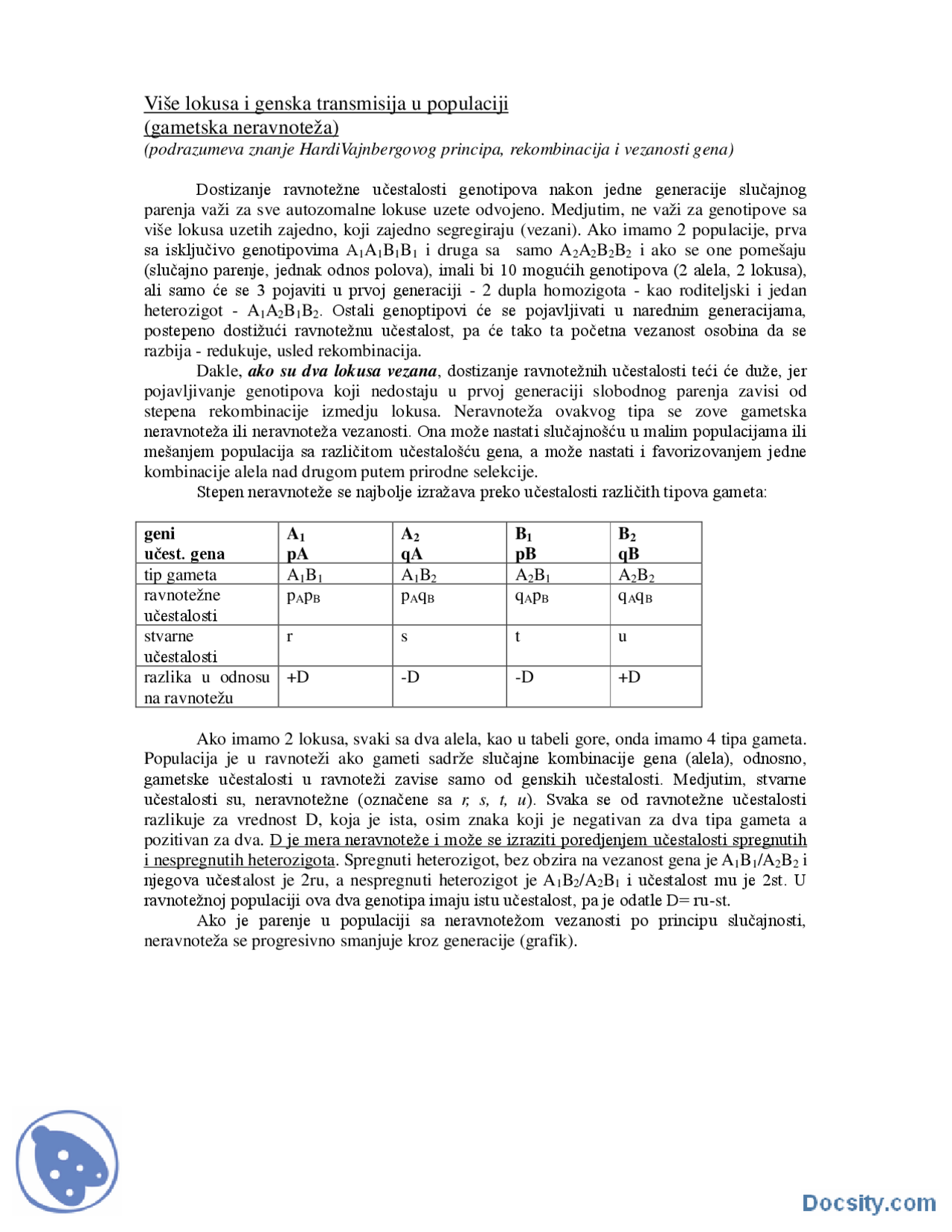 Lokusi Skripta Principi Genetike Rezime Predlog Genetika Docsity