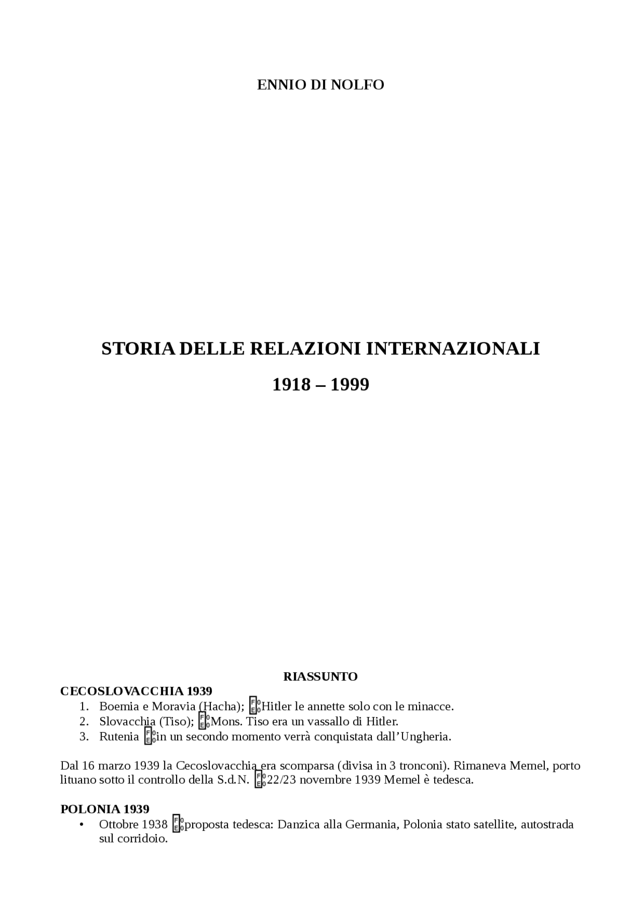 E Di Nolfo Storia Delle Relazioni Internazionali Docsity