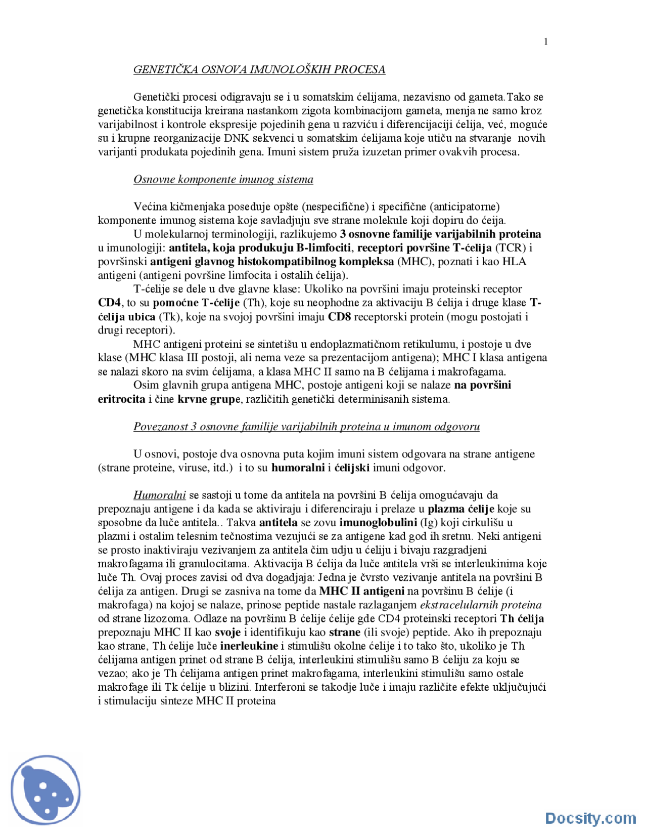 Imunogenetika Skripta Principi Genetike Rezime Predlog Genetika