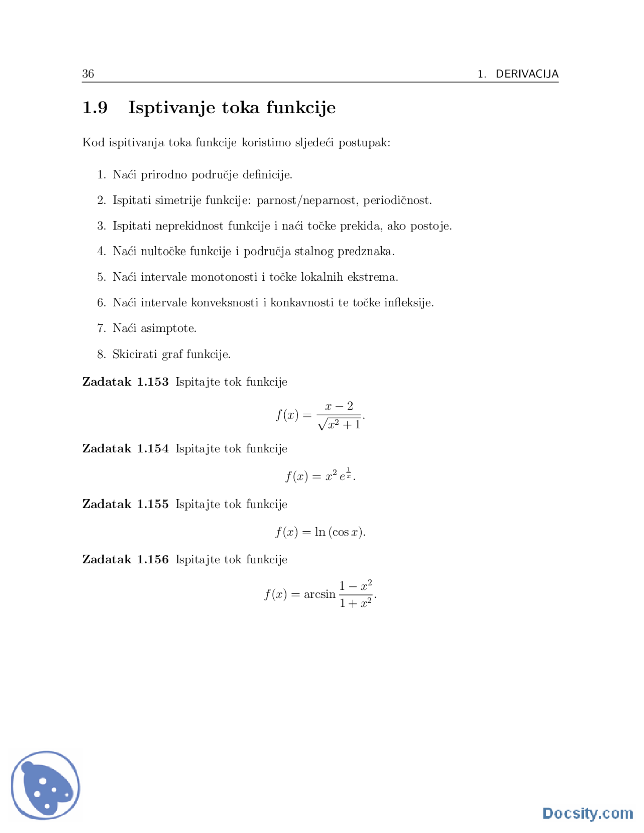 Isptivanje toka funkcije-Vezbe-Matematicka analiza 2-Matematika | Vežbe' predlog Matematička ...