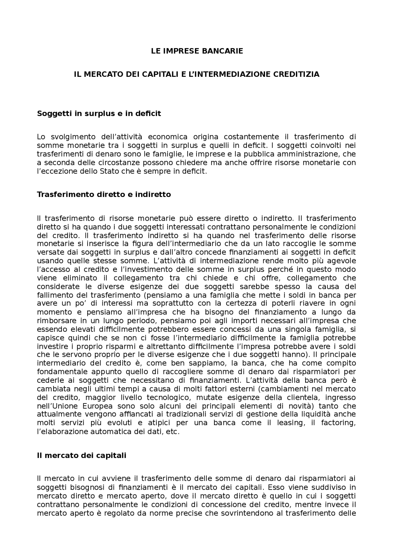 Le Imprese Bancarie Docsity