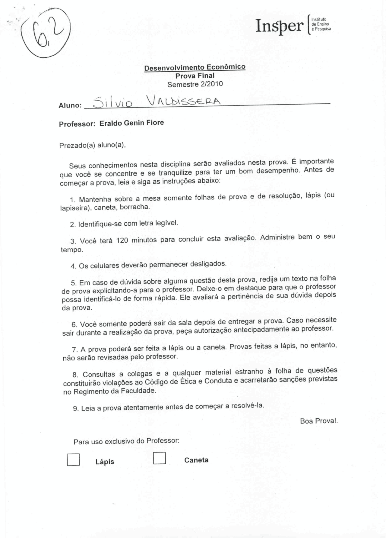 Provas Finais Desenvolvimento Econômico Docsity