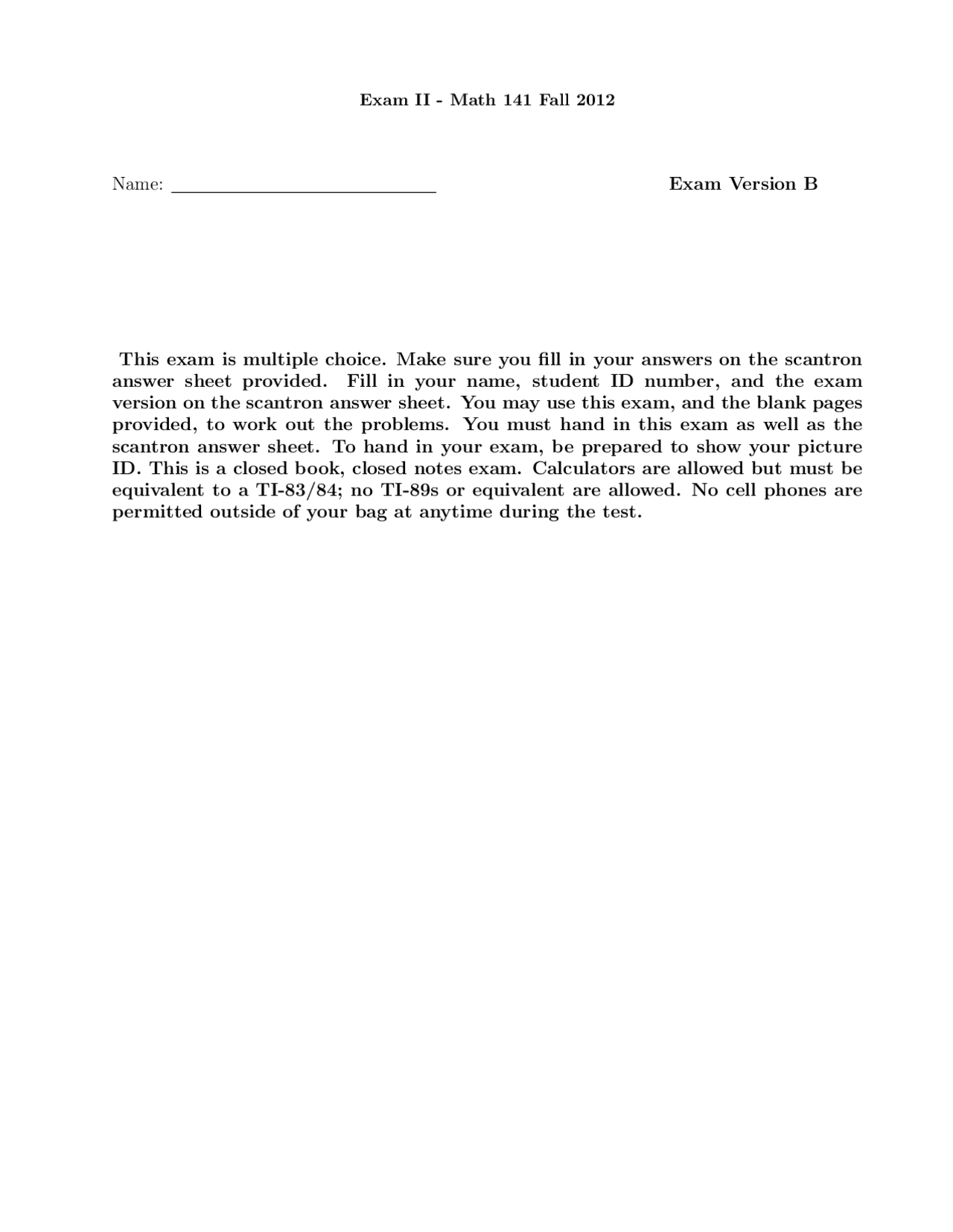20 Mcqs For Exam 2 Calculus In Management Sciences Math 141 Docsity