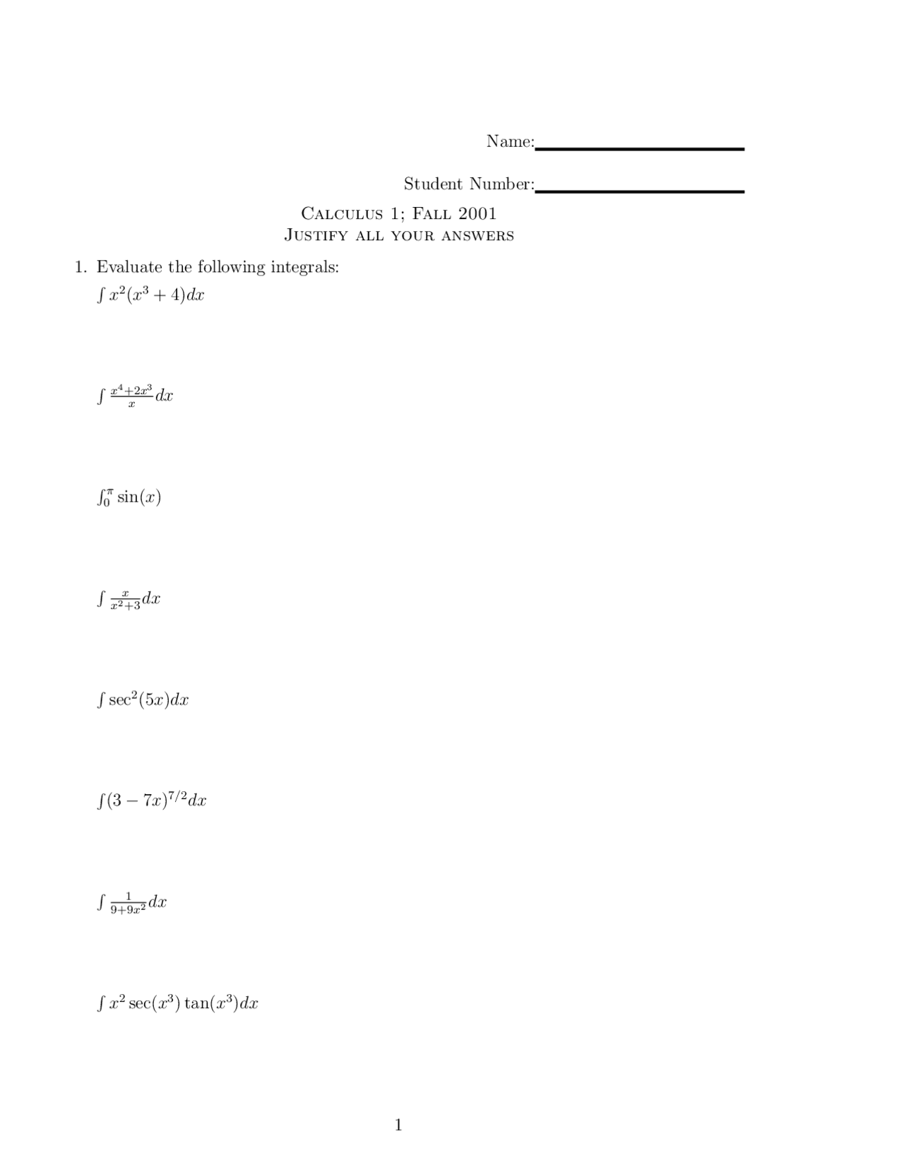 Upper Riemann Sum Calculus I Exam Docsity