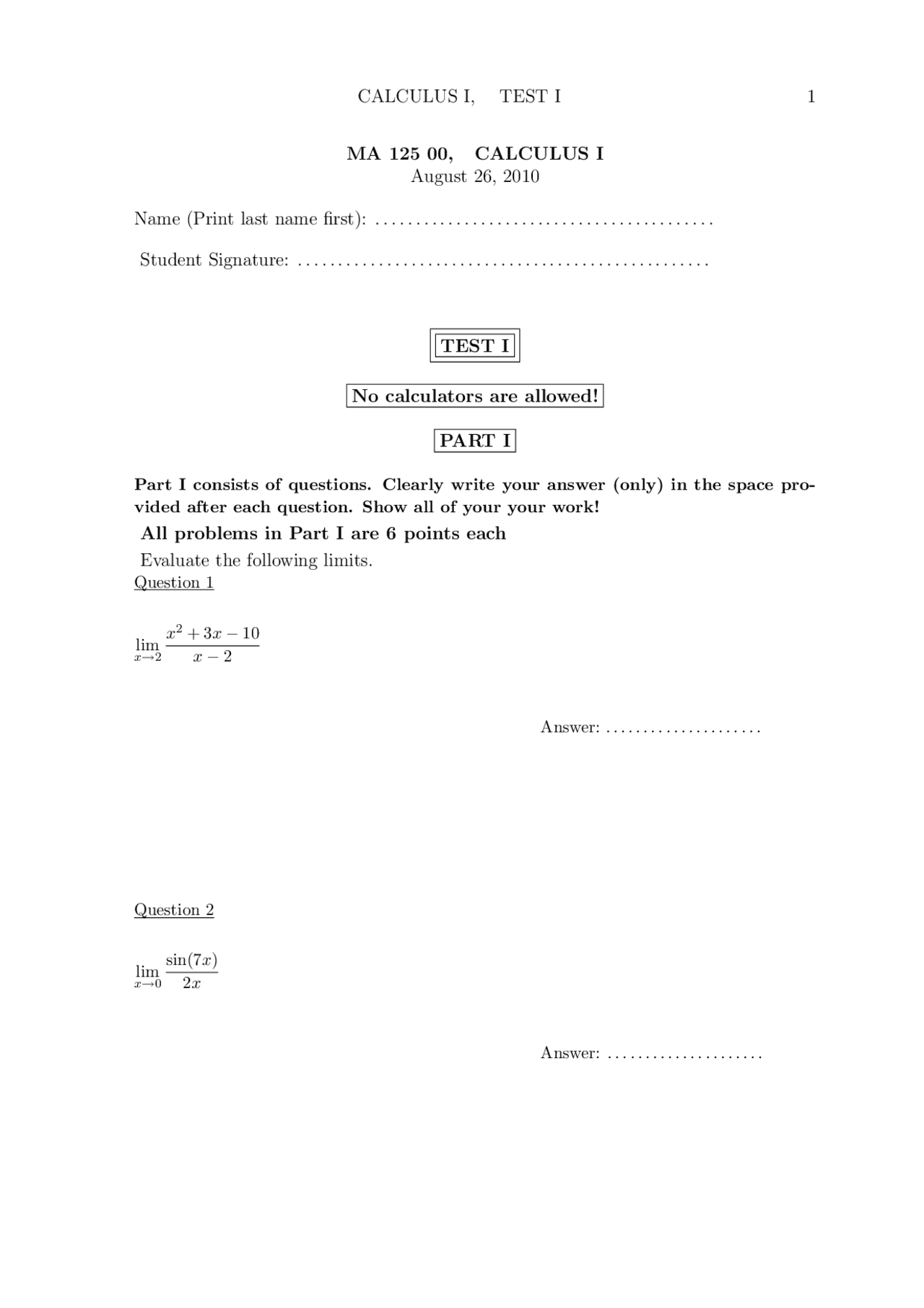 Average Velocity Calculus I Exam Docsity