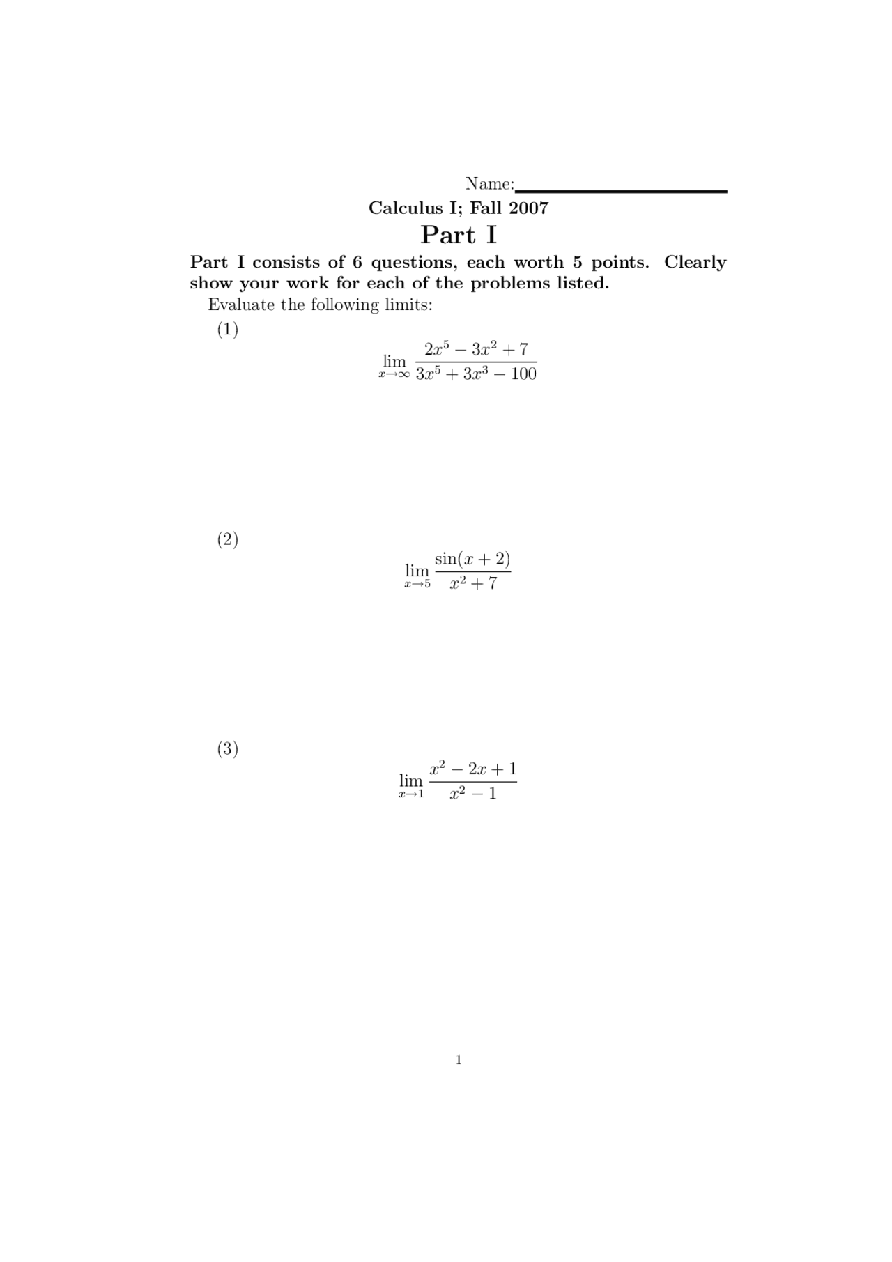 Instantaneous Velocity - Calculus I - Exam - Docsity