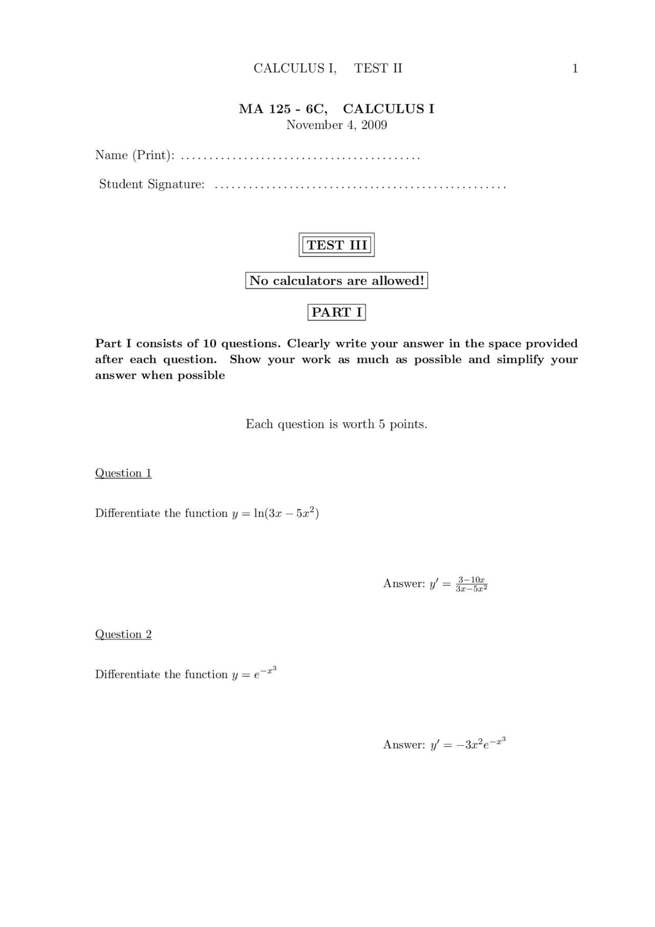Linearization Of Function Calculus I Solved Exam Docsity