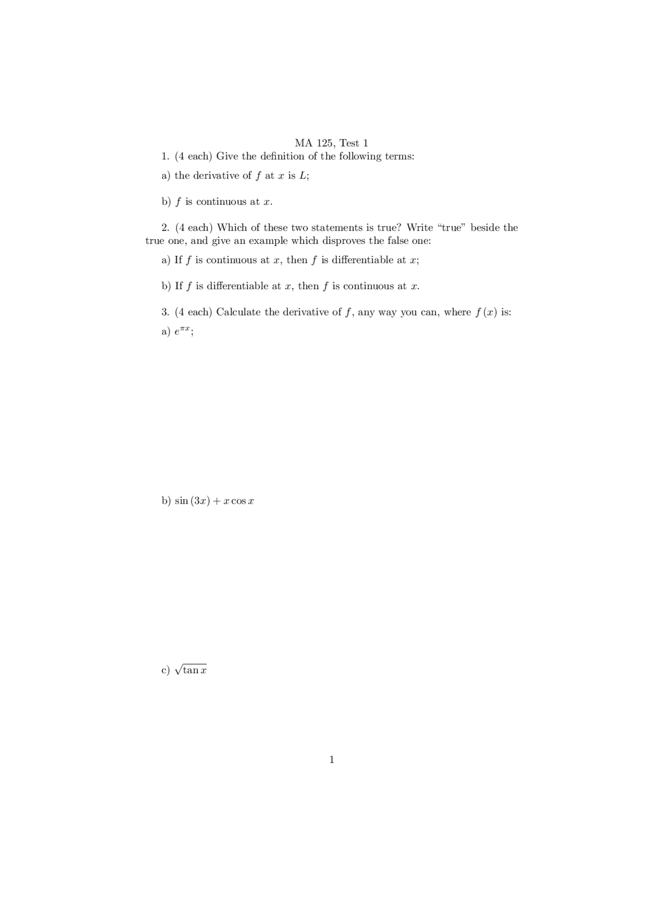 Positive Acceleration - Calculus I - Exam - Docsity