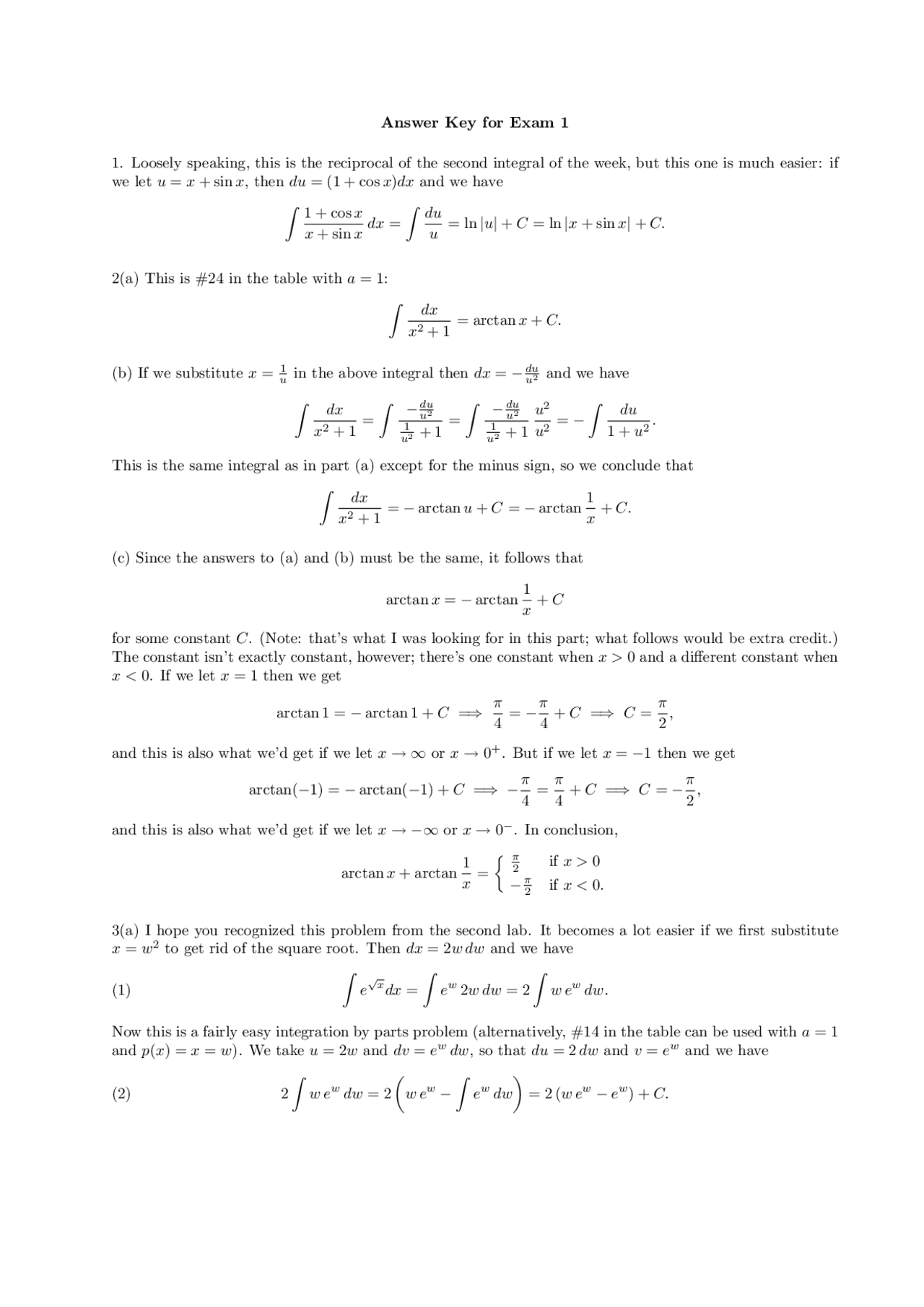 Above Integral Calculus Solved Exam Docsity