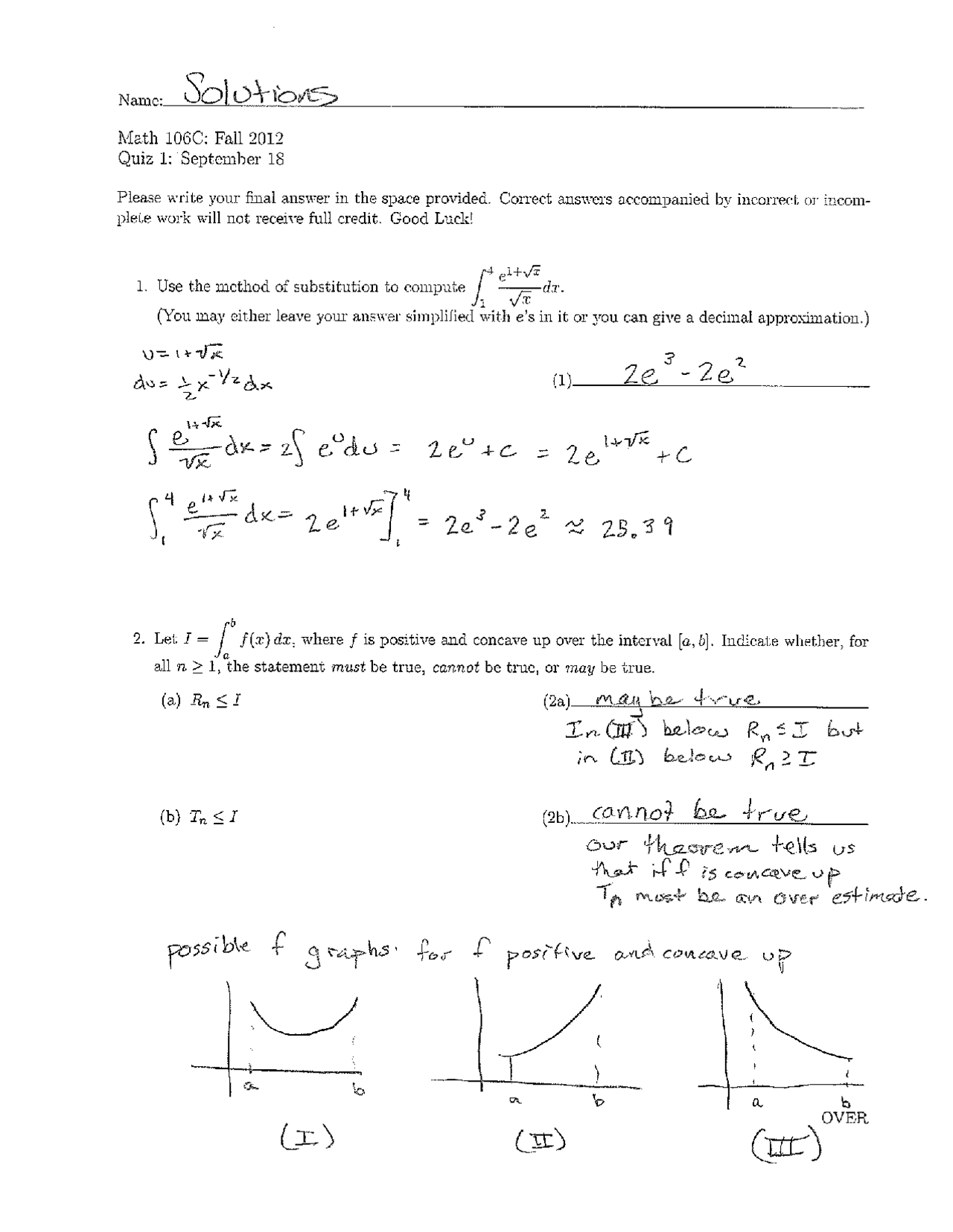 Simplified - Calculus - Solved Quiz | Exercises Calculus | Docsity