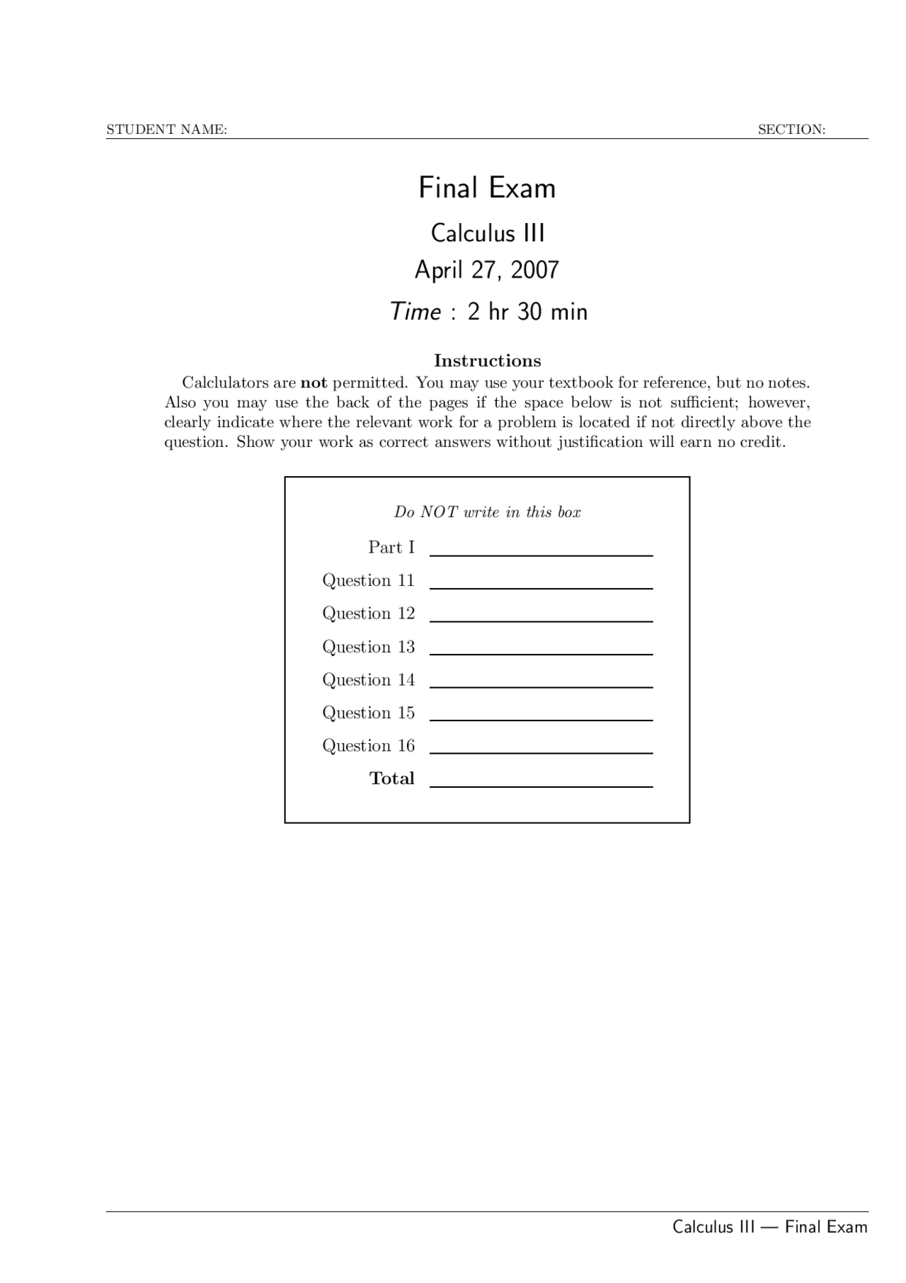Unit Distance Calculus Iii Solved Exam Docsity